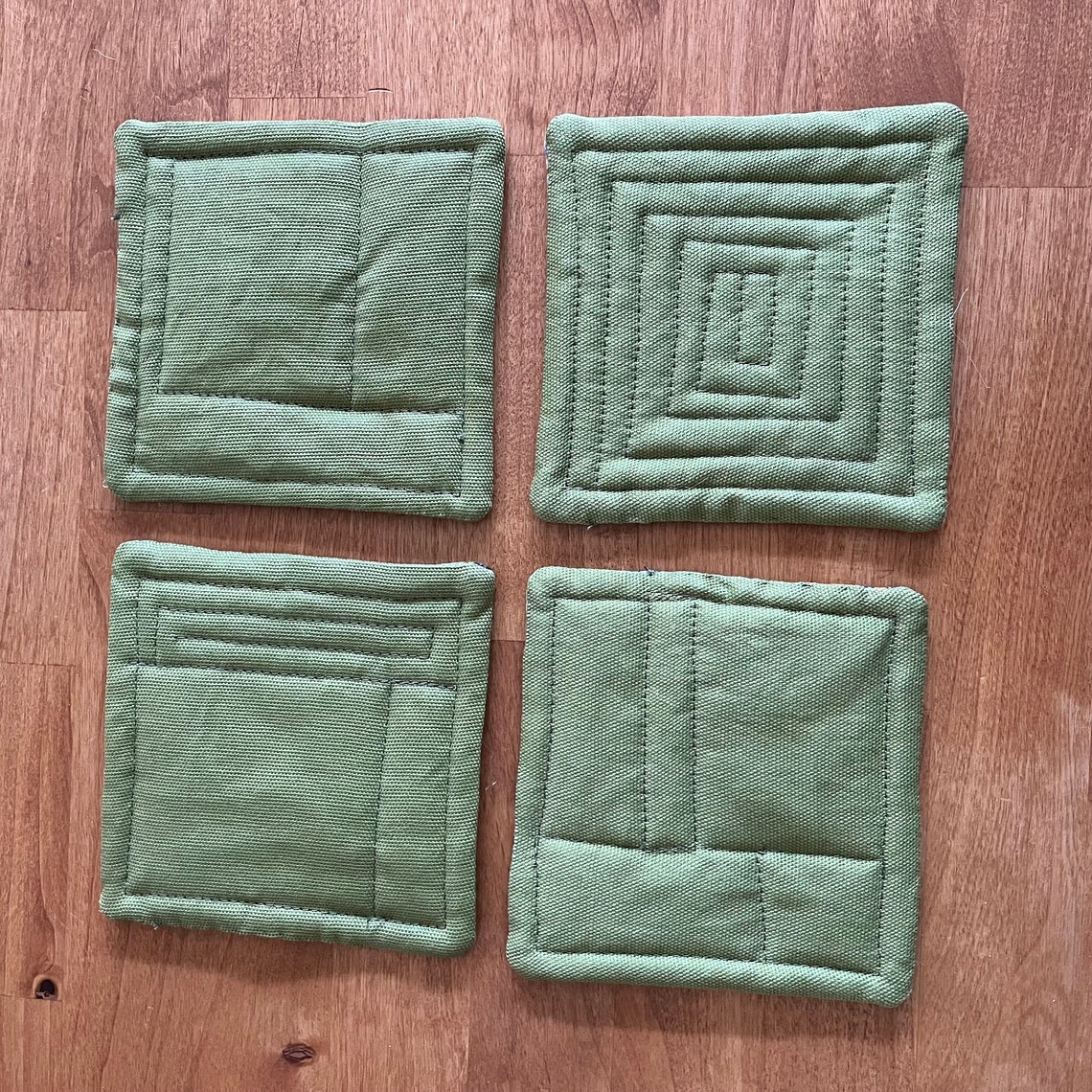 Patterned Fabric Drink Coasters, Set of 4, Cotton, 4.5 Inches Square ...