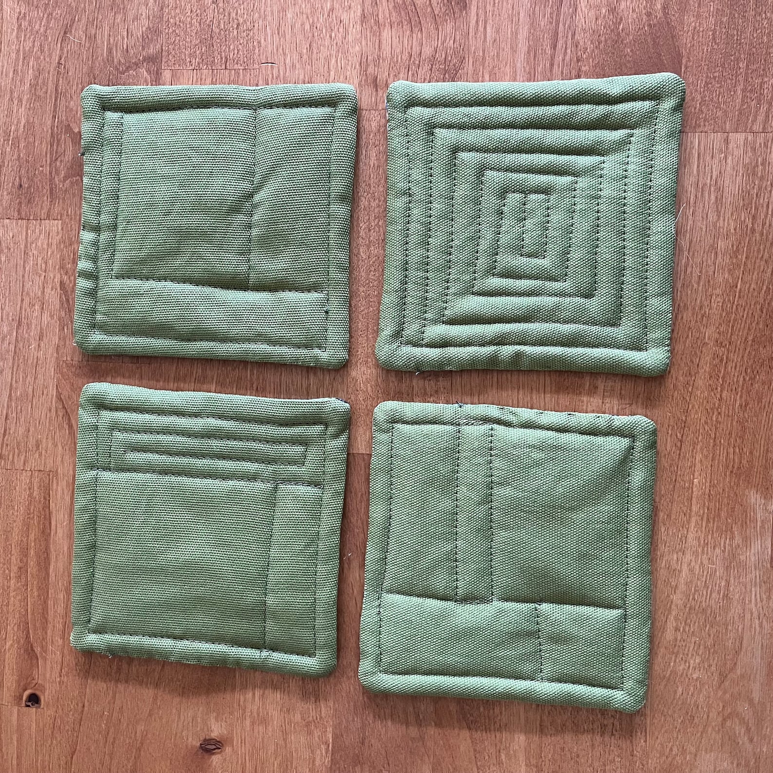 Patterned Fabric Drink Coasters, Set of 4, Cotton, 4.5 Inches Square ...