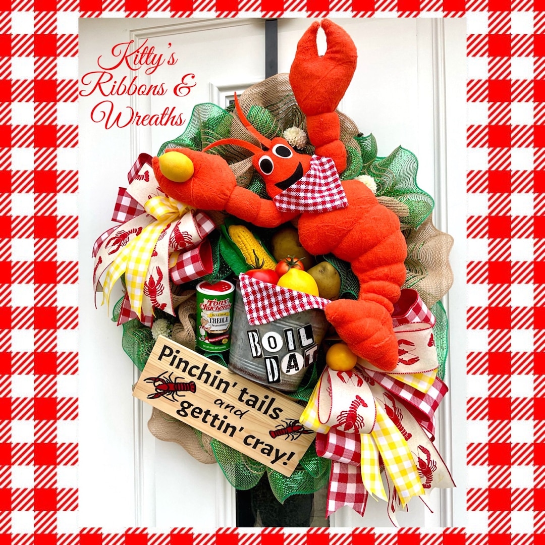Crawfish Character Wreath, Crawfish Season Wreath, Crawfish Door ...