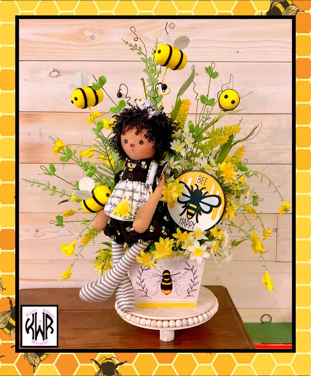 Queen Bee Centerpiece, Bee Happy Decor, Floral Bee Centerpiece, Bee ...