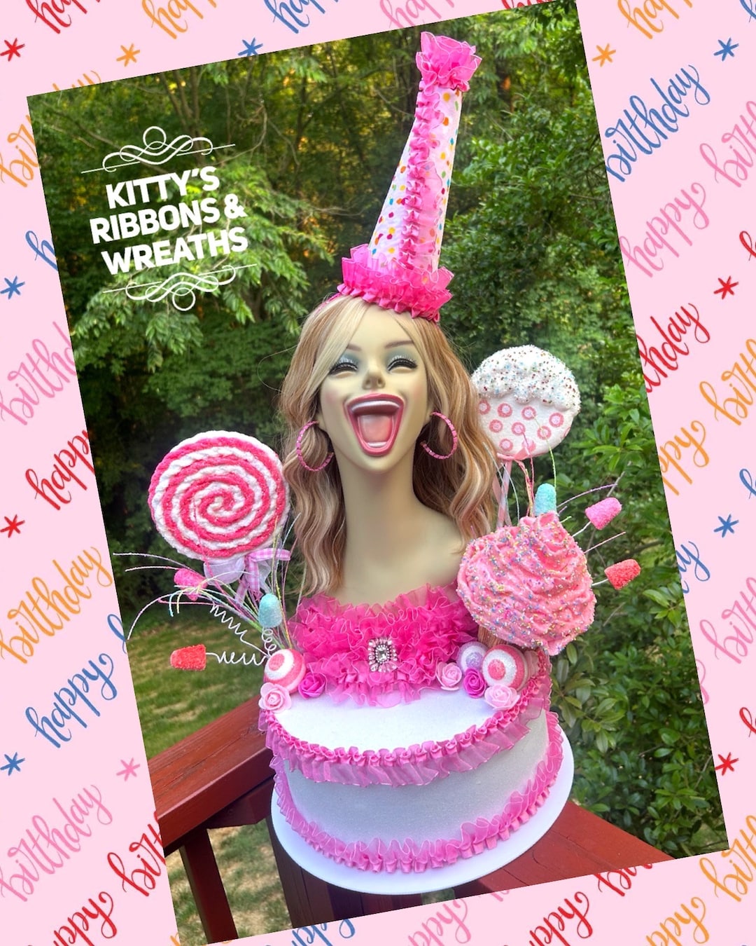 Pink Mannequin Head Fake Cake: Unique Birthday Party Decoration - Etsy