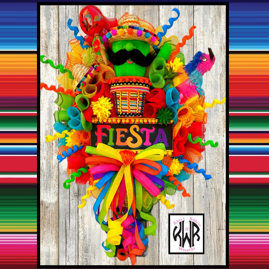 Colorful Fiesta Wreath, Cinco De Mayo Swag, Taco Tuesday Wreath, Spring ...