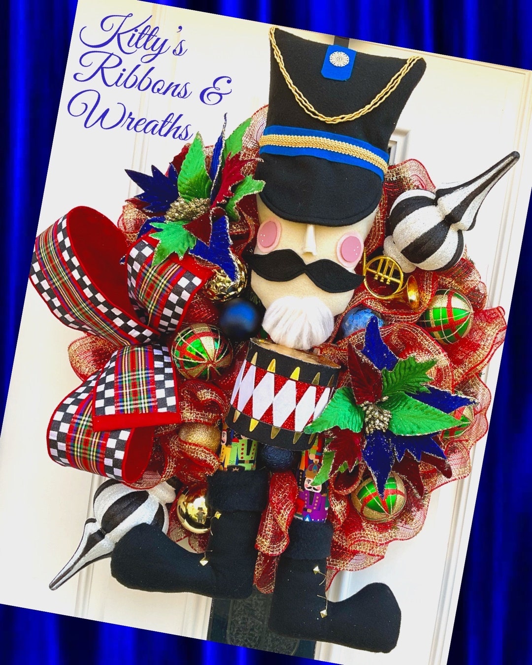 Nutcracker Christmas Wreath: Traditional Holiday Front Door Decor - Etsy