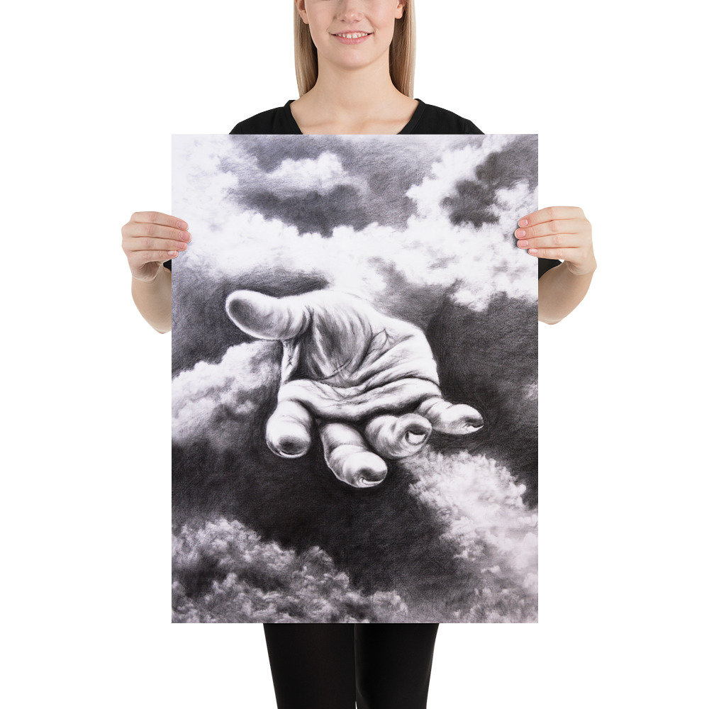 God's Hand Drawing Print, God's Hand Painting, Christian Wall Art ...