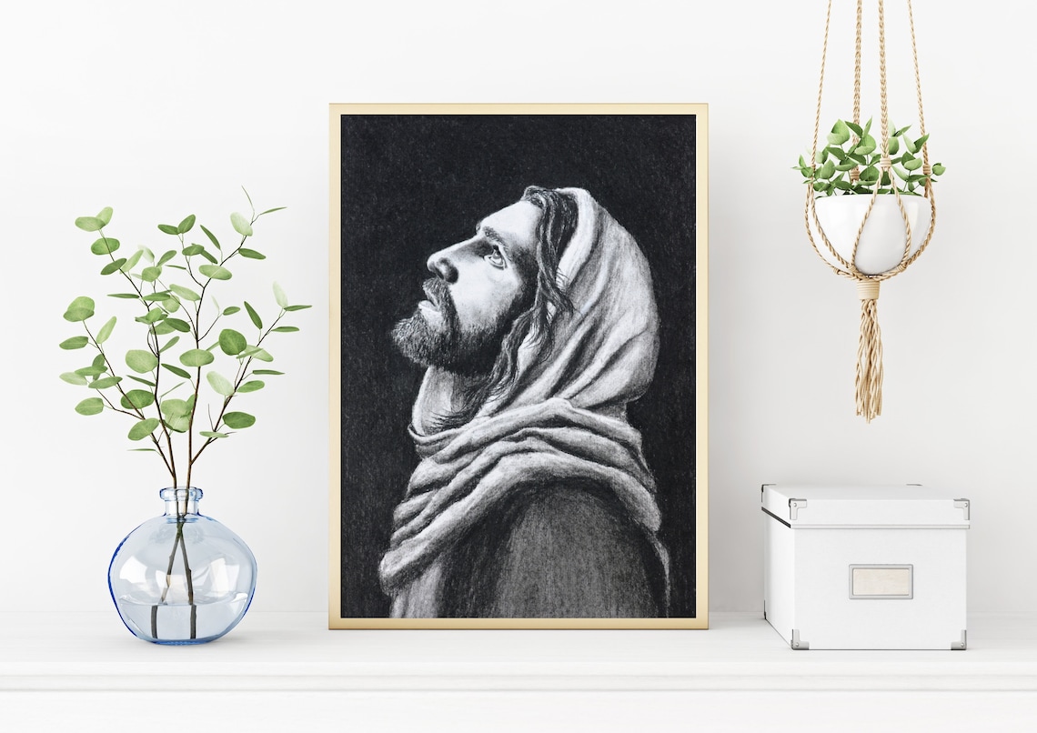 Jesus Christ Portrait Drawing Poster Christ Art Print Jesus - Etsy