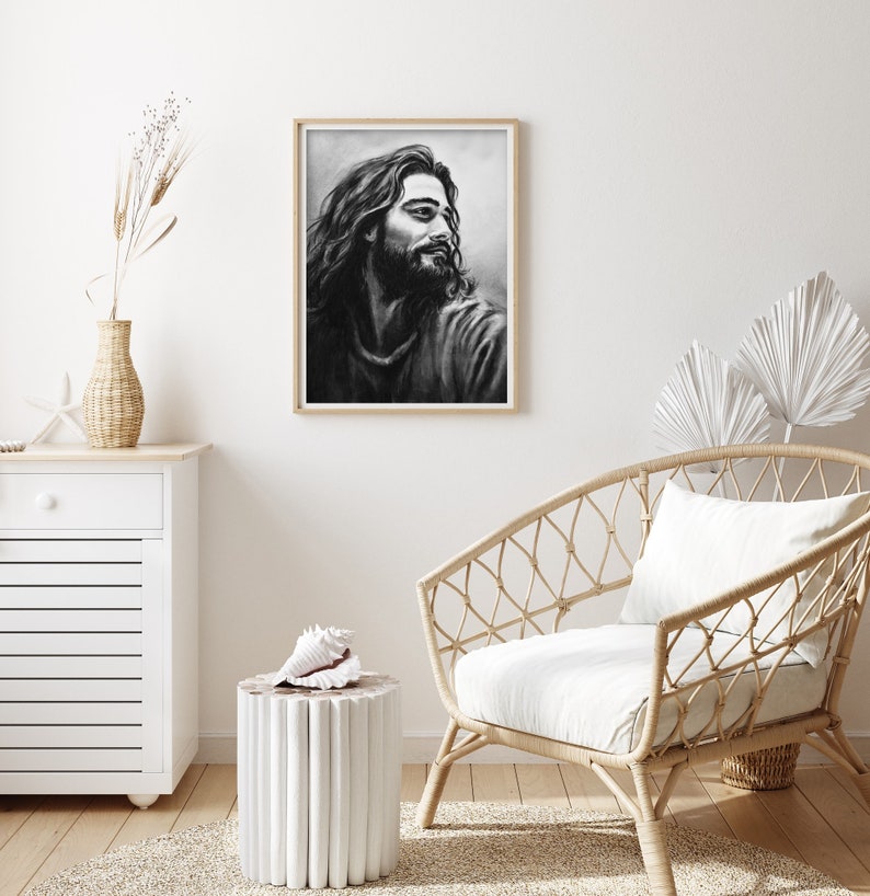 Jesus Christ Drawing Poster, Jesus Wall Art, Christ Portrait Wall Art ...