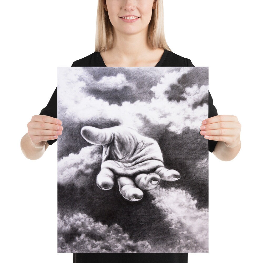 Gottes Hand zeichnung Druck, Gottes Handmalerei, christian Wandkunst ...