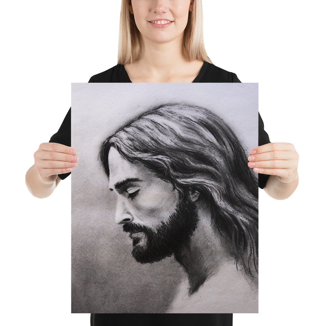 He is Risen Jesus Christ Drawing Portrait Print, Jesus Wall Art ...