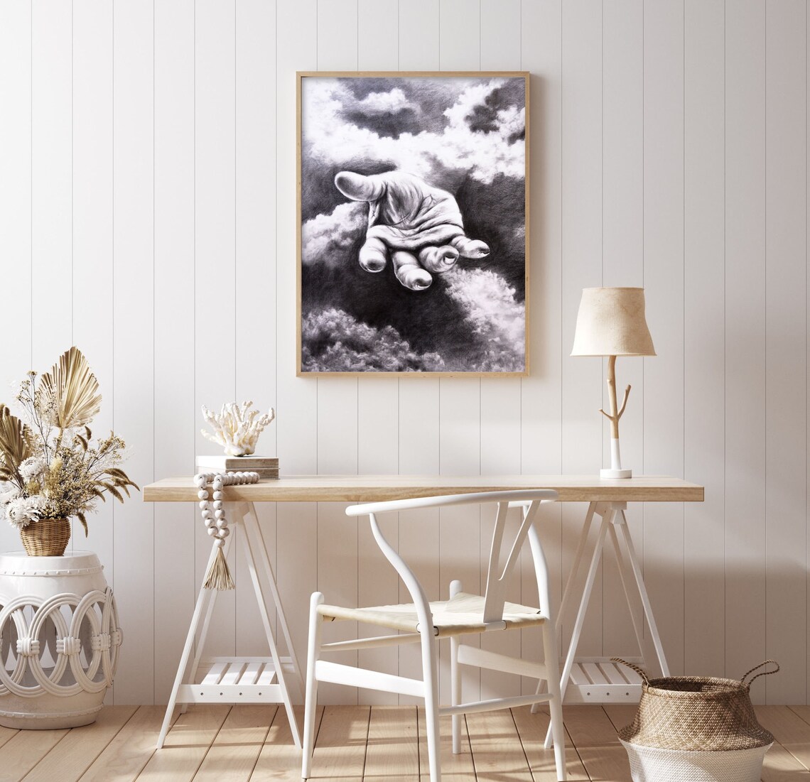 God's Hand Drawing Print, God's Hand Painting, Christian Wall Art ...