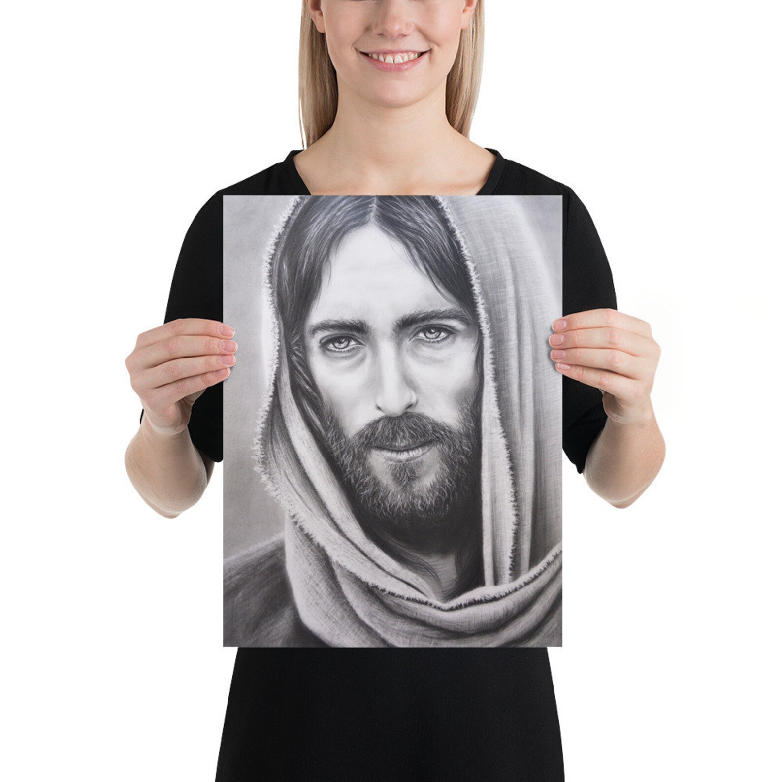 Jesus Christ Portrait Drawing Poster, Jesus Christ Painting, Christ ...