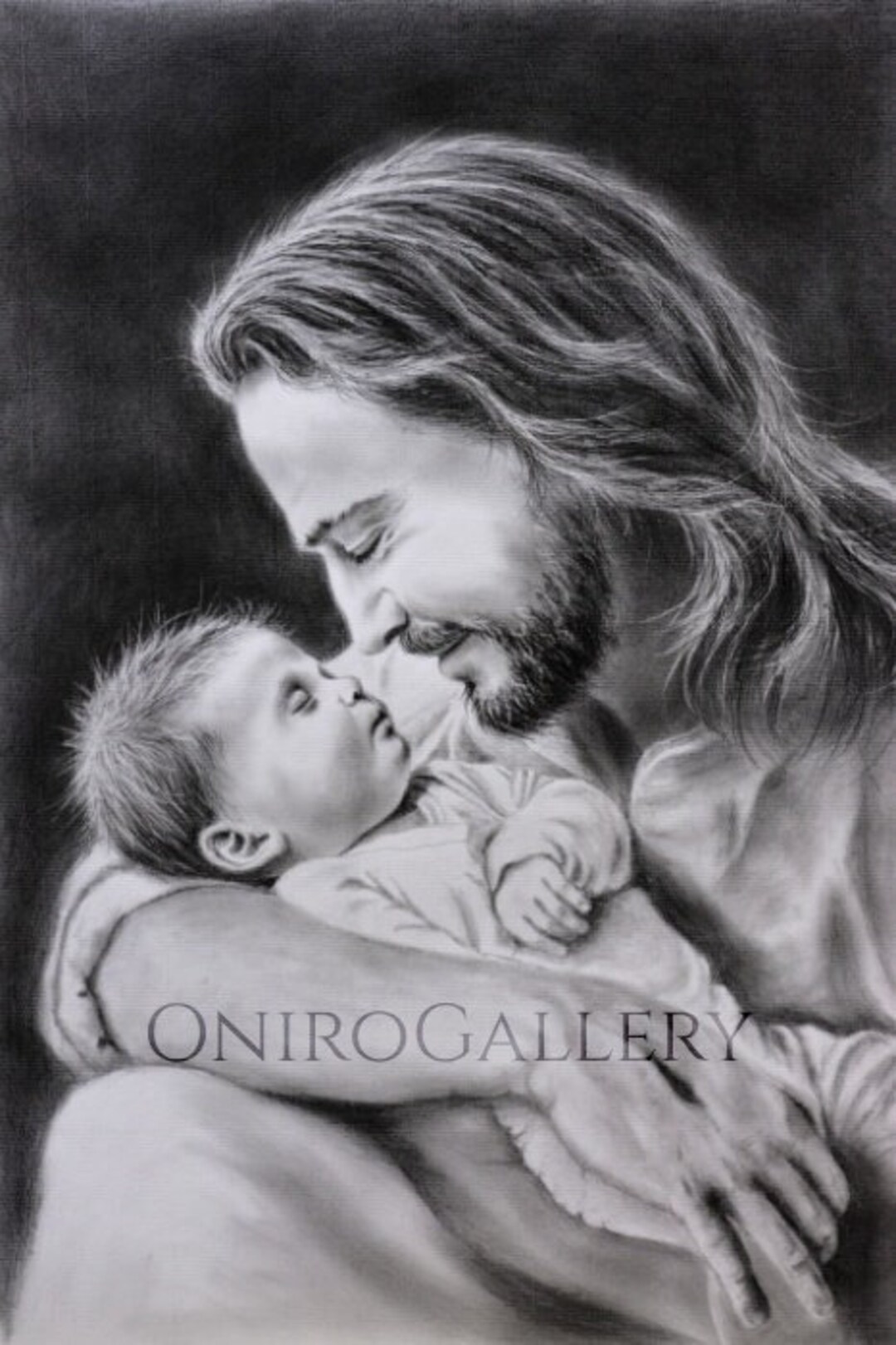 Jesus and Baby Painting Poster, Jesus and Baby Wall Art, Christ and ...