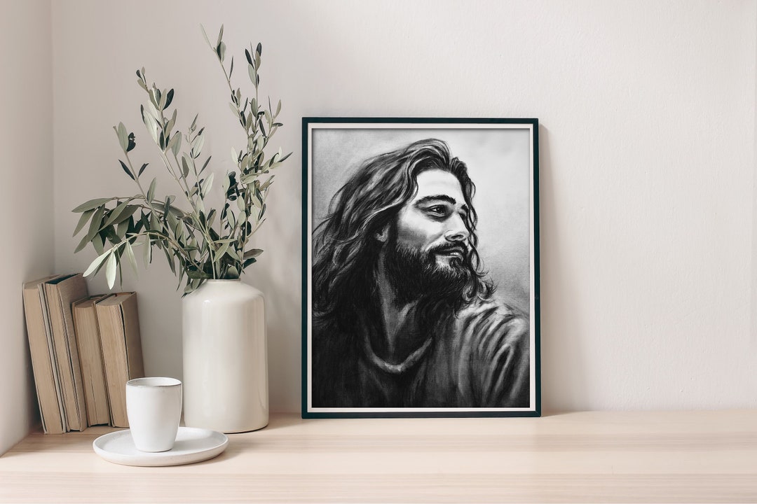 Jesus Christ Drawing Poster, Jesus Wall Art, Christ Portrait Wall Art ...