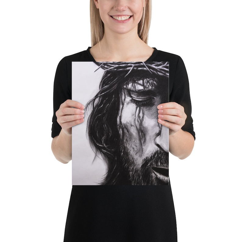 Jesus Christ Drawing Poster Print, Jesus Christ Wall Art, Jesus Wall ...