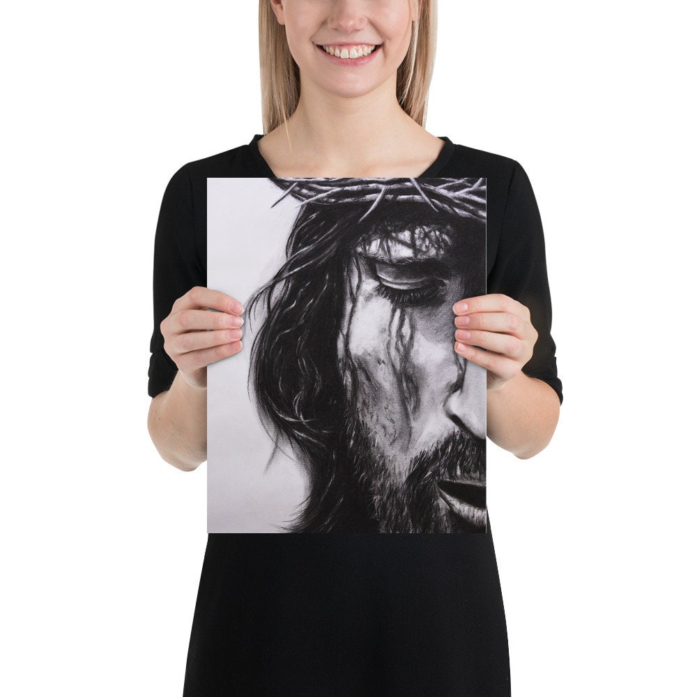 Jesus Christ Drawing Poster Print, Jesus Christ Wall Art, Jesus Wall ...