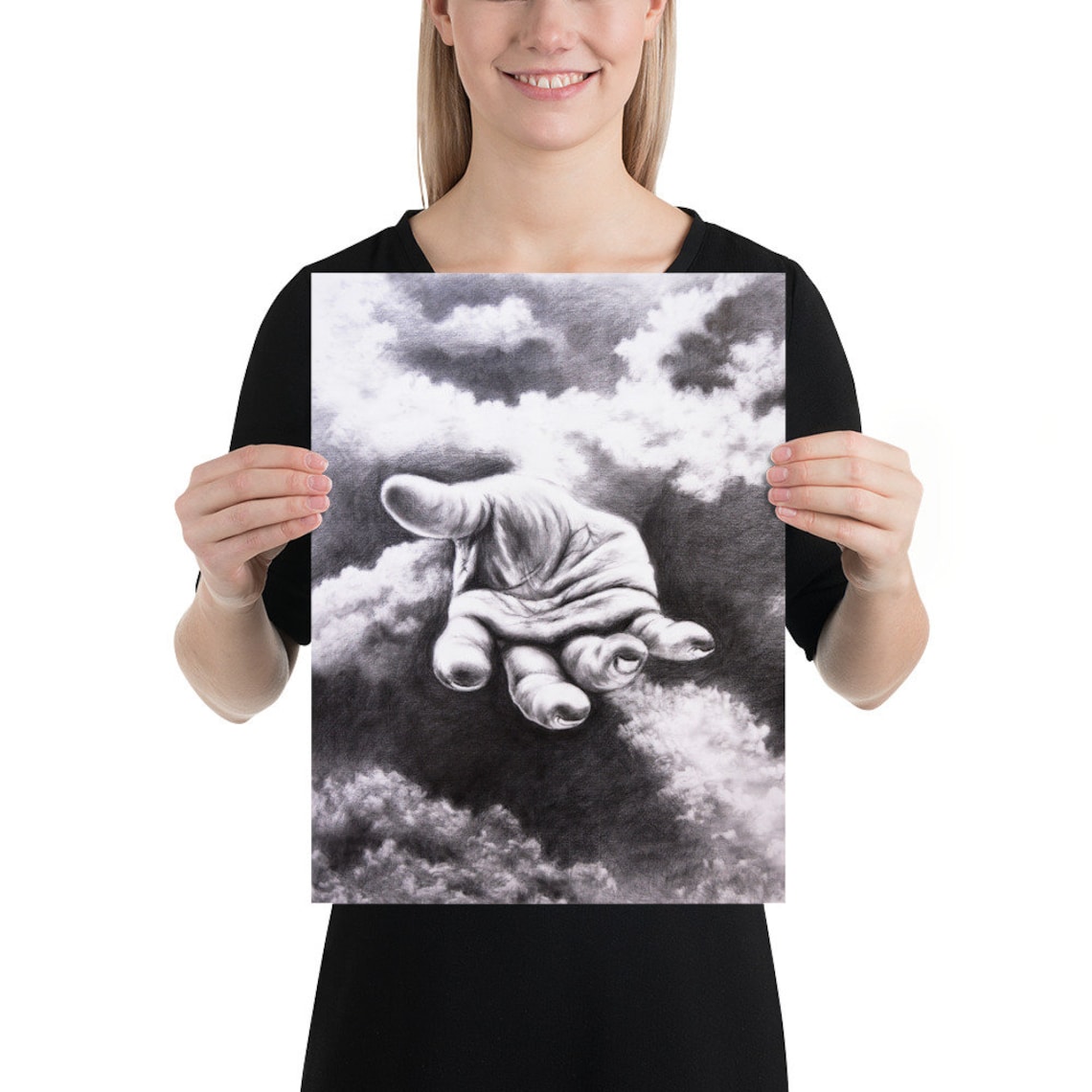 God's Hand Drawing Print, God's Hand Painting, Christian Wall Art ...