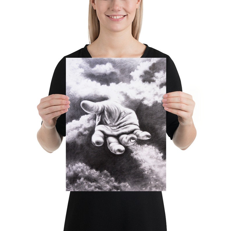 God's Hand Drawing Print, God's Hand Painting, Christian Wall Art ...