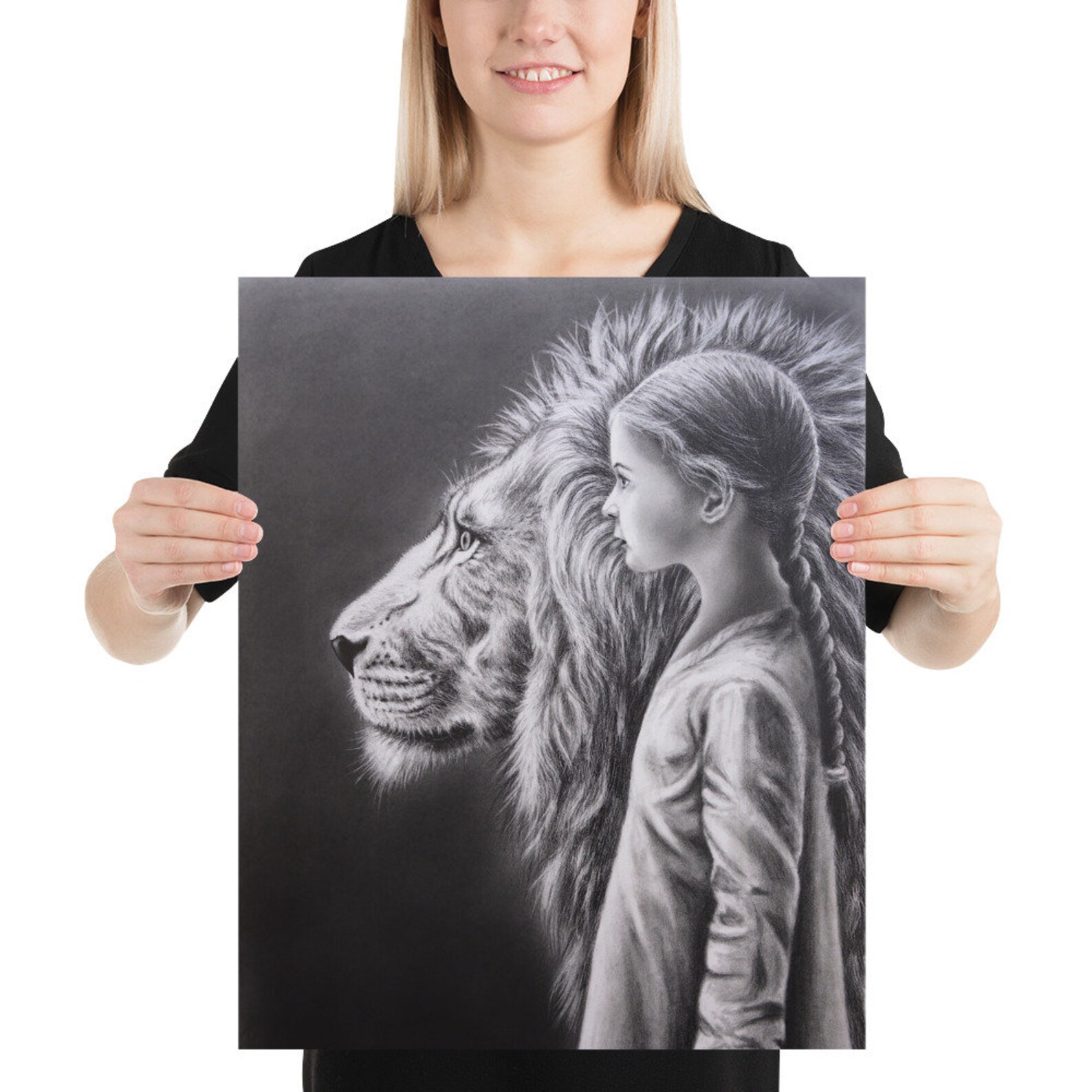 Lion of Judah Drawing Poster Lion and a Girl Painting Lion - Etsy