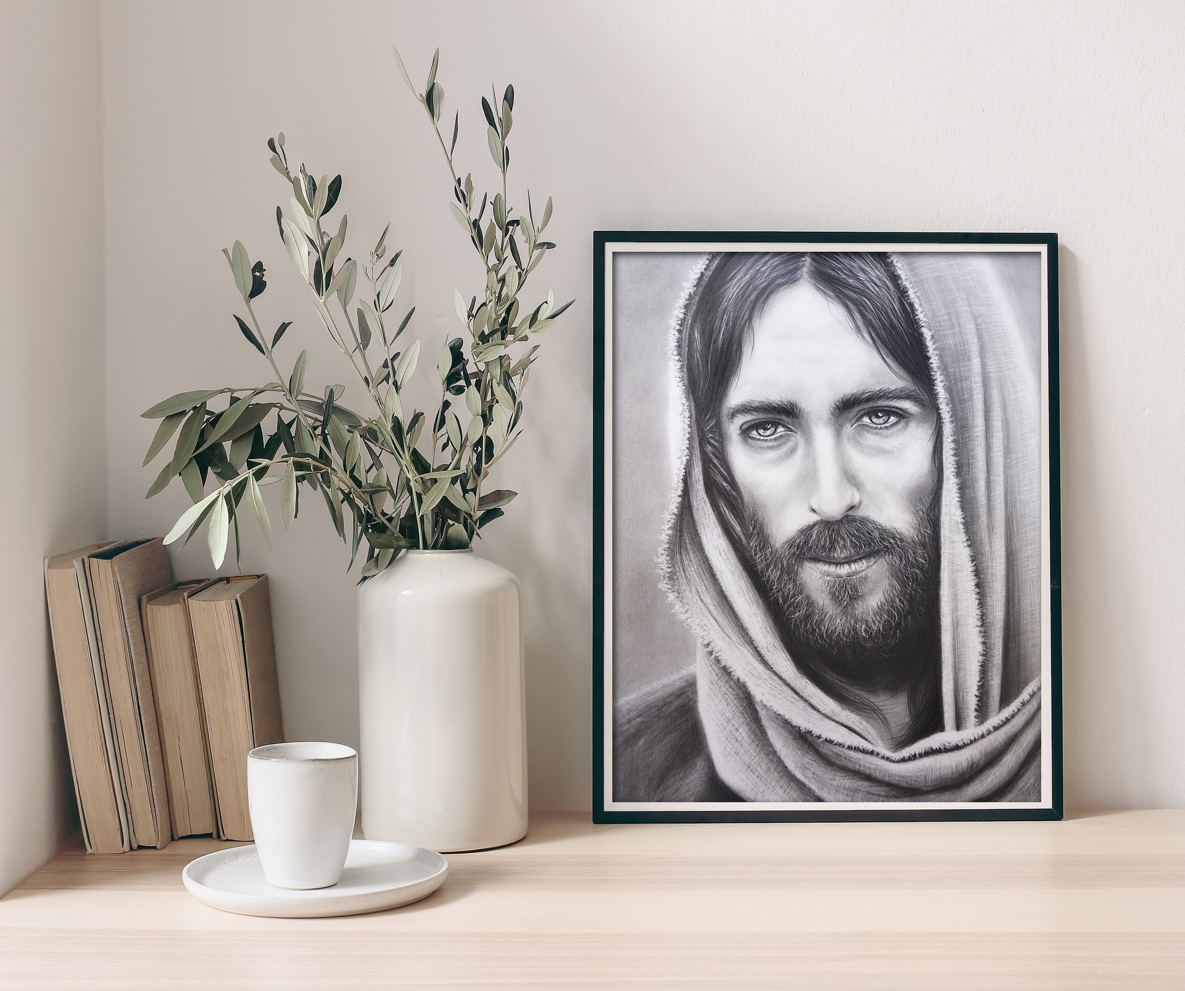 Jesus Christ Portrait Drawing Poster, Jesus Christ Painting, Christ ...