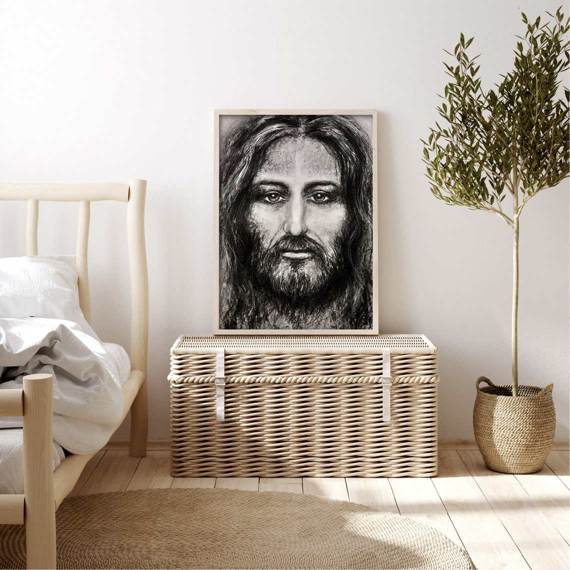 The Shroud of Turin Christ Portrait Drawing Poster, Jesus Portrait ...