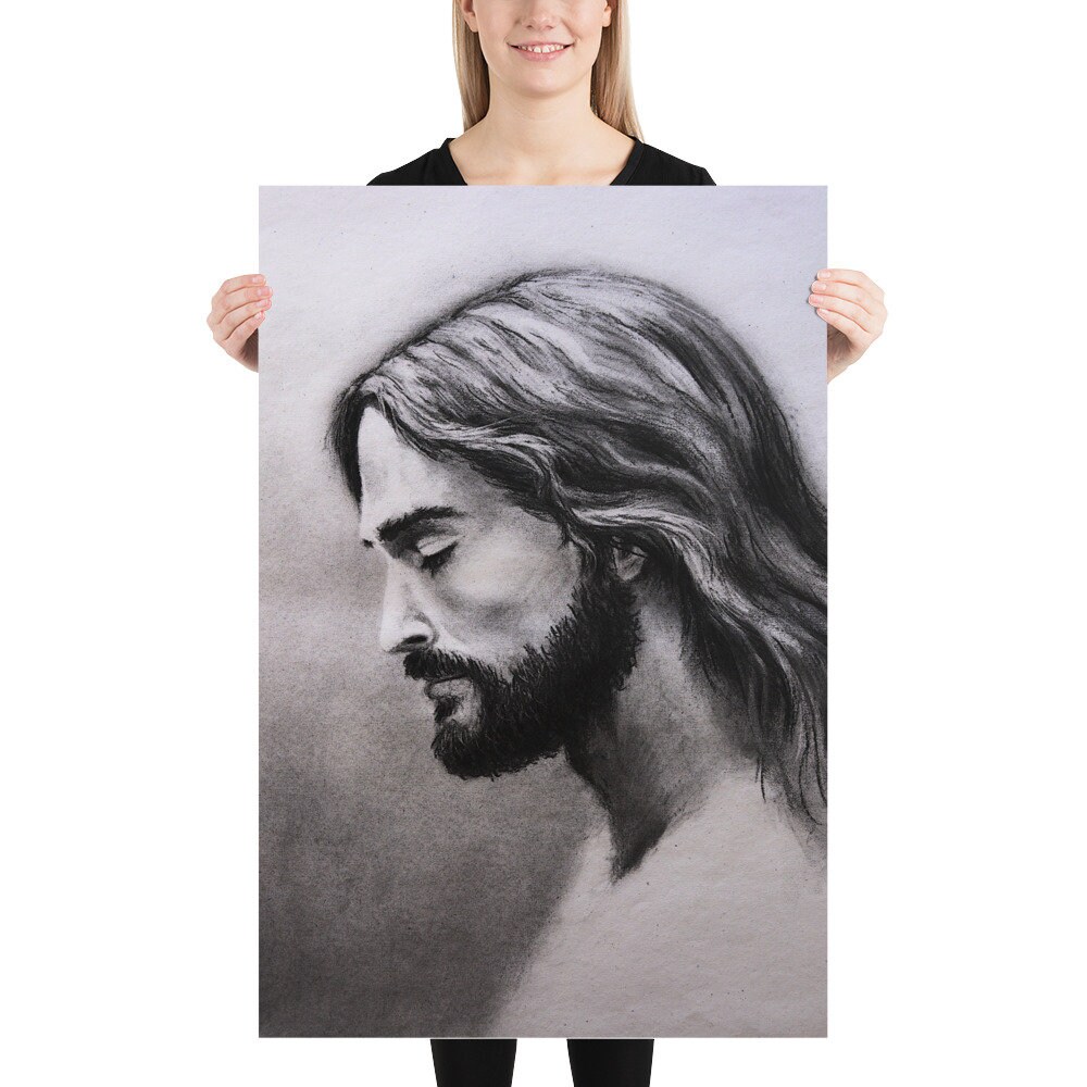 He is Risen Jesus Christ Drawing Portrait Print, Jesus Wall Art ...