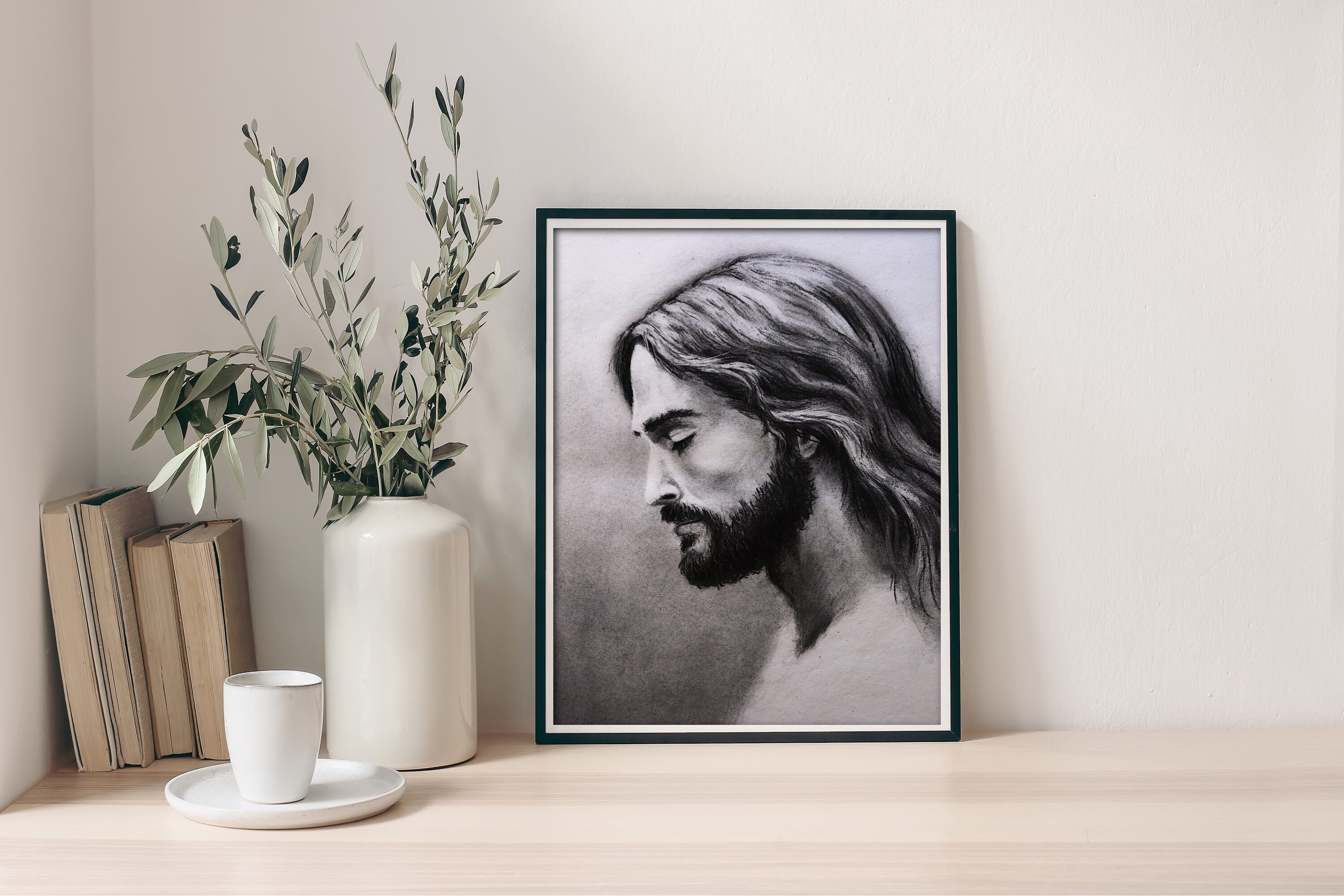 He is Risen Jesus Christ Drawing Portrait Print, Jesus Wall Art ...