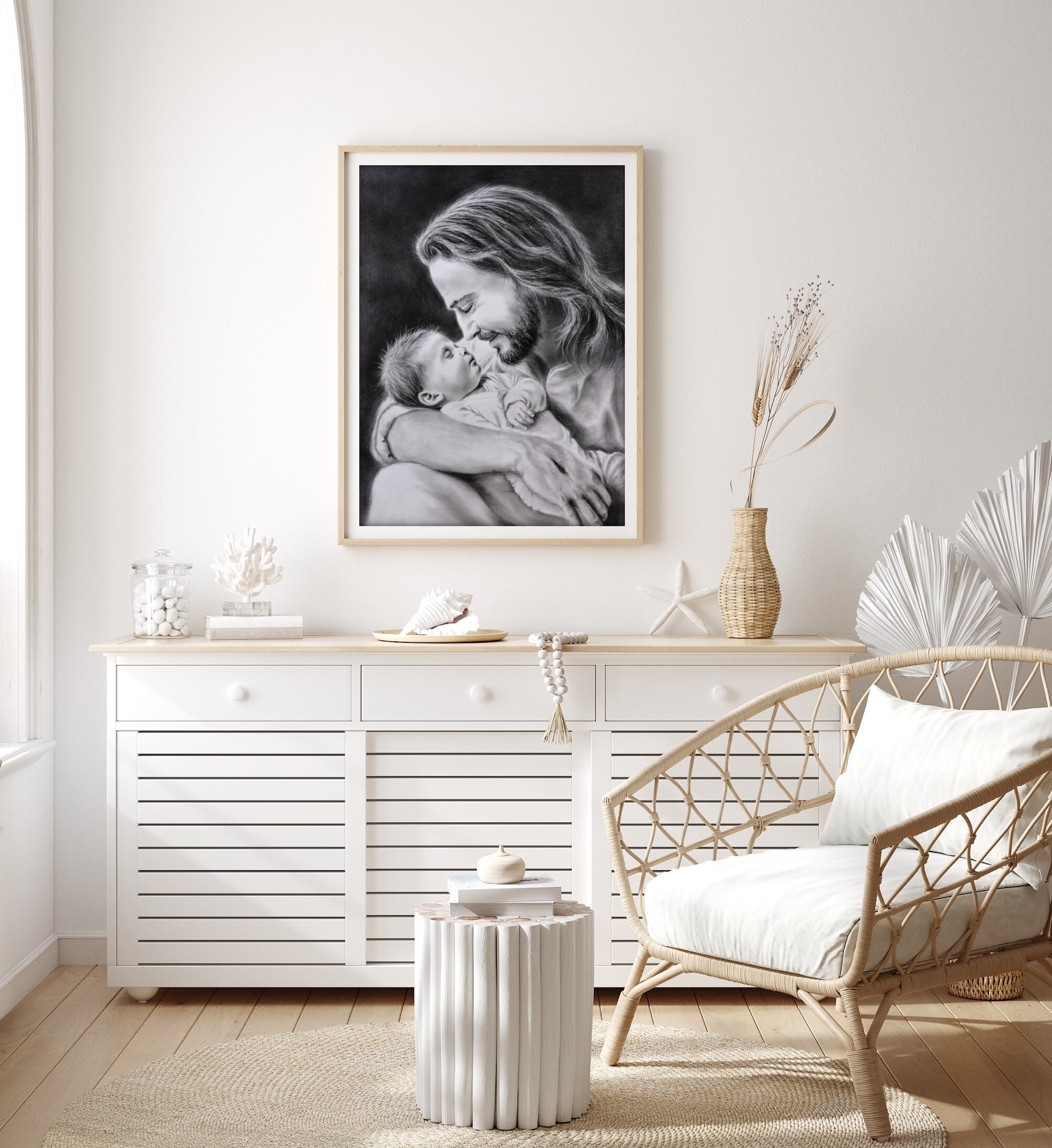 Jesus and Baby Painting Poster, Jesus and Baby Wall Art, Christ and ...