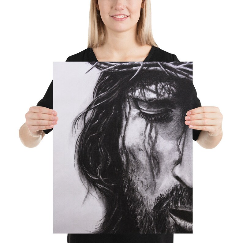 Jesus Christ Drawing Poster Print, Jesus Christ Wall Art, Jesus Wall ...