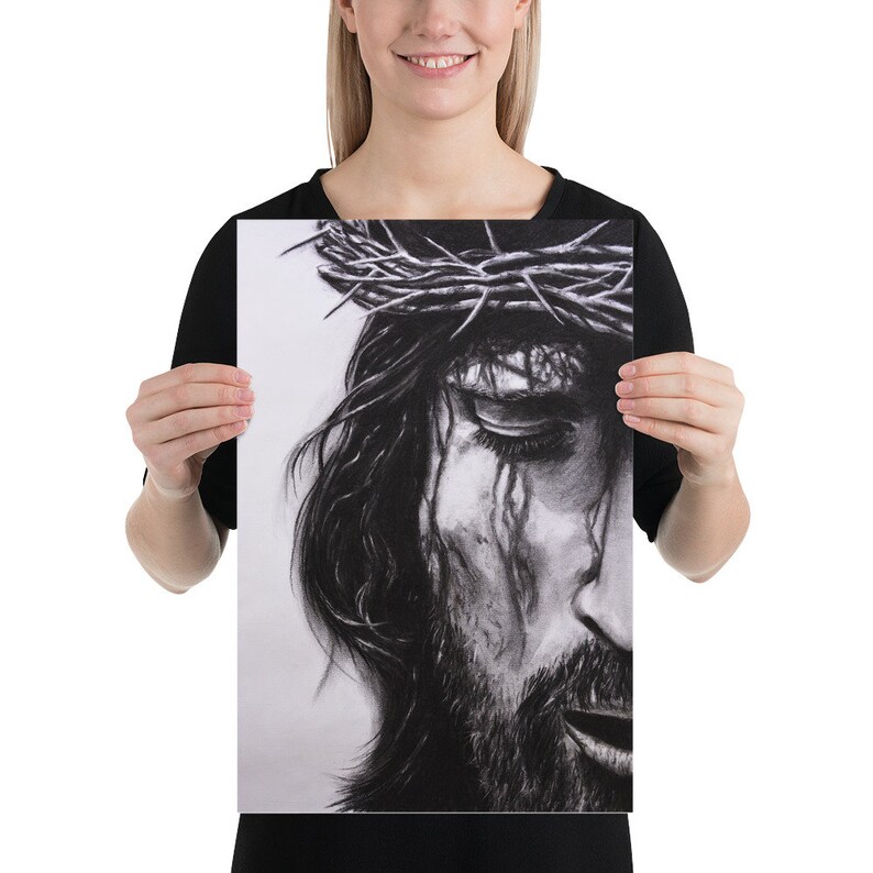 Jesus Christ Drawing Poster Print, Jesus Christ Wall Art, Jesus Wall ...