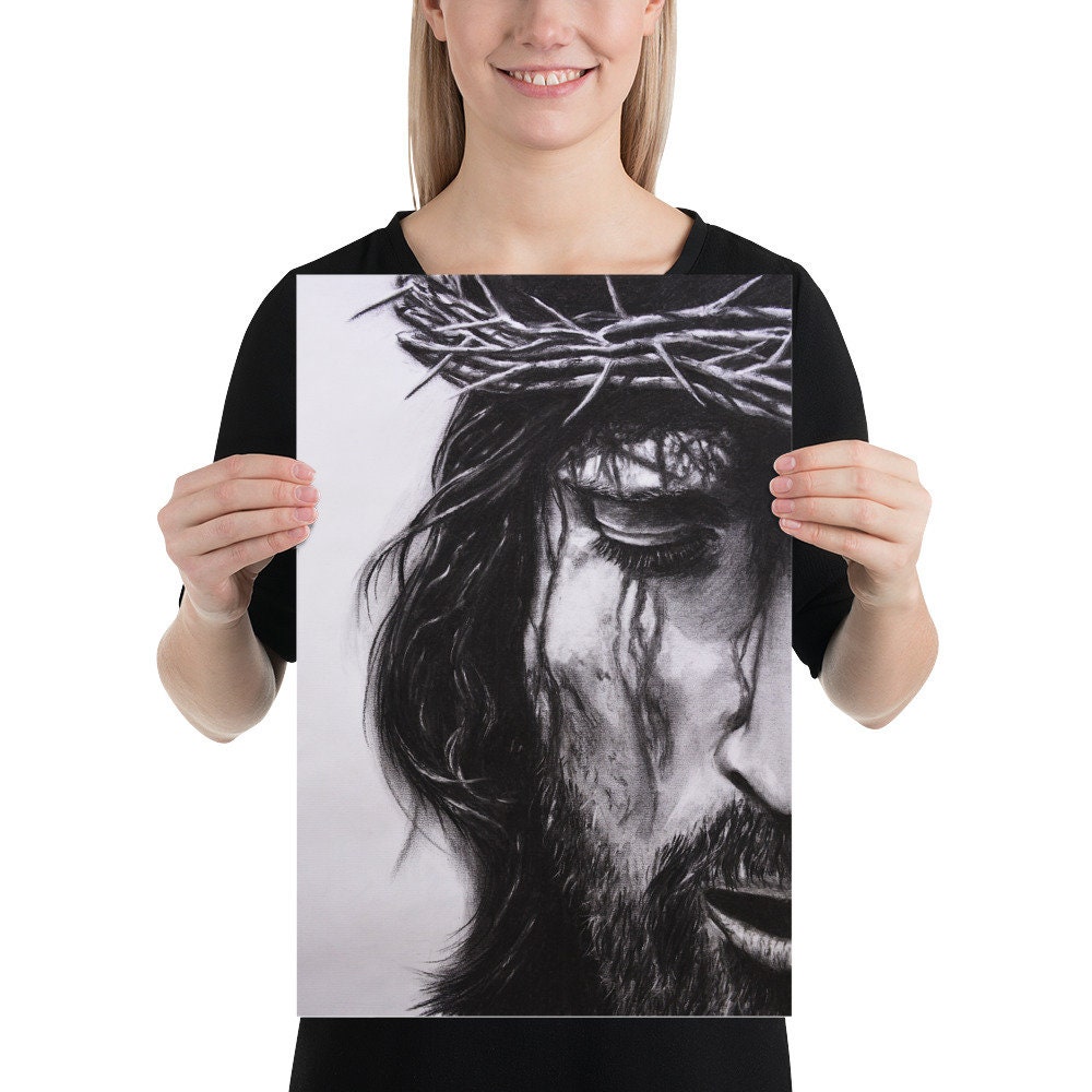 Jesus Christ Drawing Poster Print, Jesus Christ Wall Art, Jesus Wall ...