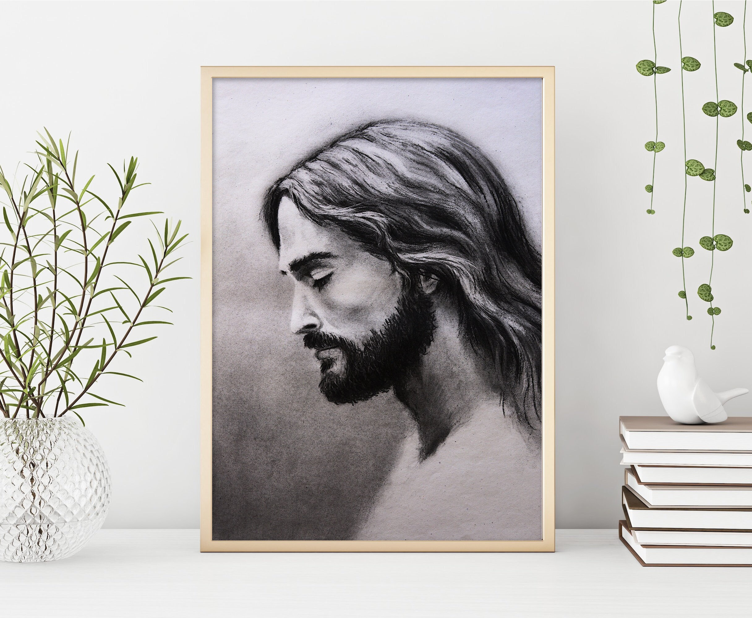 He is Risen Jesus Christ Drawing Portrait Print, Jesus Wall Art ...