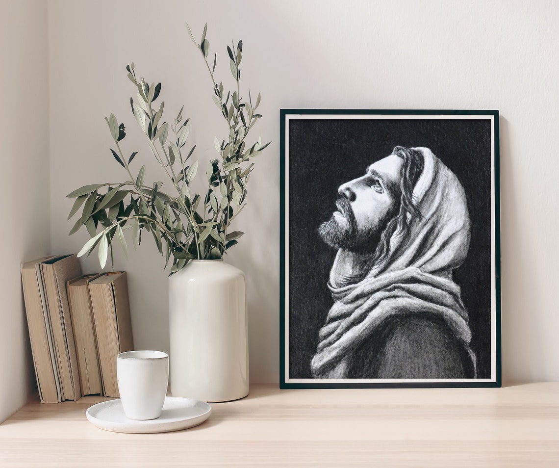Jesus Christ Portrait Drawing Poster Christ Art Print Jesus - Etsy