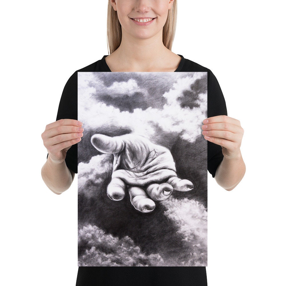 God's Hand Drawing Print, God's Hand Painting, Christian Wall Art ...
