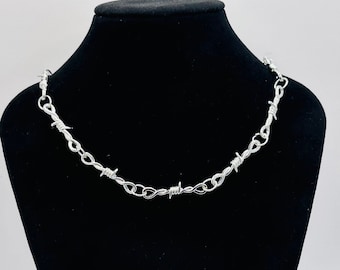 Barbed Wire Chain Small Wire Brambles Iron Unisex Choker Necklace Women ...