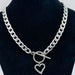Big Curb Chain Toggle Heart Necklace Hammered Heart Pendant - Etsy