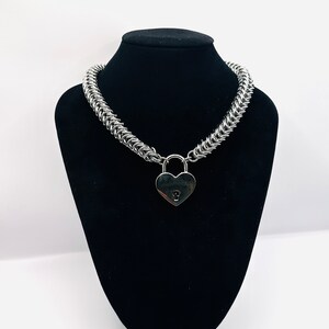 Box Chainmail Heart Padlock Choker Necklace Box Chain Heart - Etsy