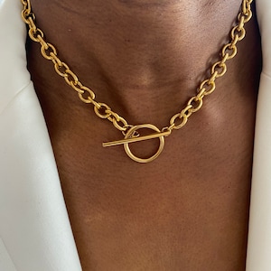 Gold Toggle Bar Chunky Choker Necklace Chunky T-bar Chain - Etsy UK