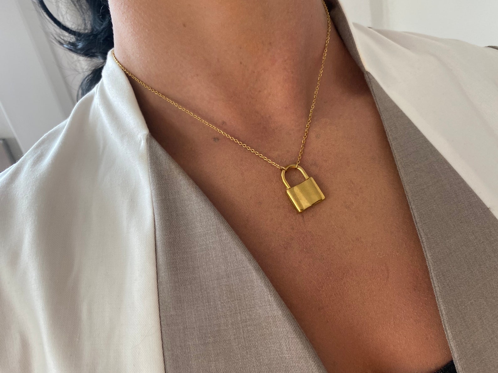 Gold Padlock Chain Necklace Stainless Steel Silver Love Lock | Etsy