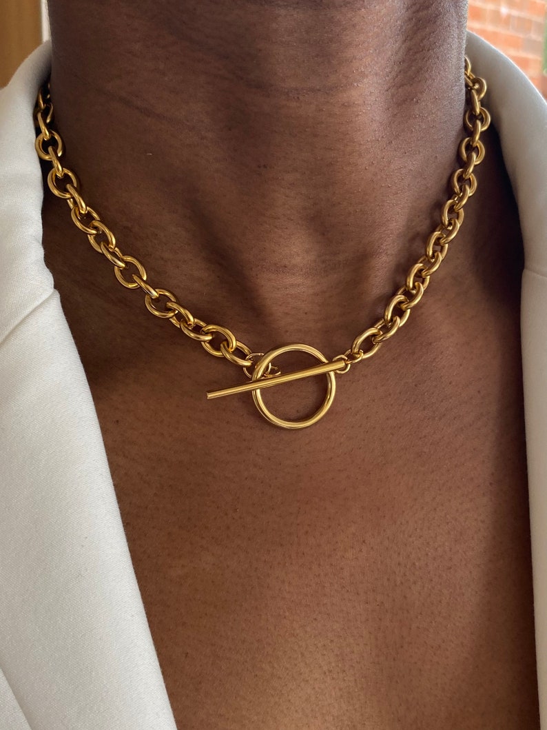 Silver Toggle Bar Chunky Choker Necklace Chunky T-bar Chain - Etsy Canada