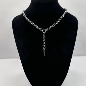 Spike Drop Choker Chain Necklace, Stainless Steel Rivet Spike Necklace ...