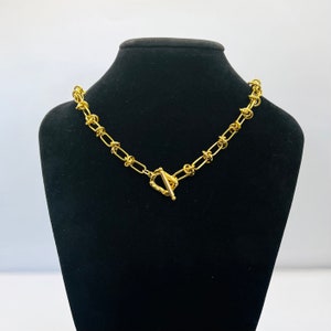 Chunky Toggle Necklace, T Bar Choker Necklace, Toggle Clasp Statement ...