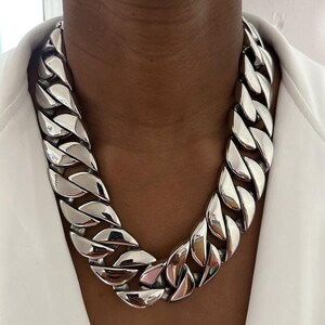 32mm Silver Cuban Curb Chain Necklace, Chunky Stainless Steel Chain ...