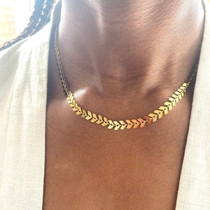Chevron V Necklace, Arrow Chain Necklace, Fishbone Chain Necklace ...