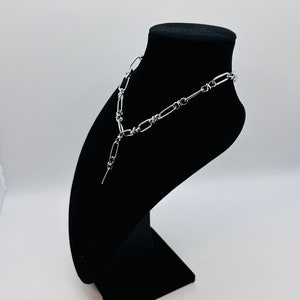 Y Chain Drop Necklace Lariat Steel Silver Choker Necklace - Etsy