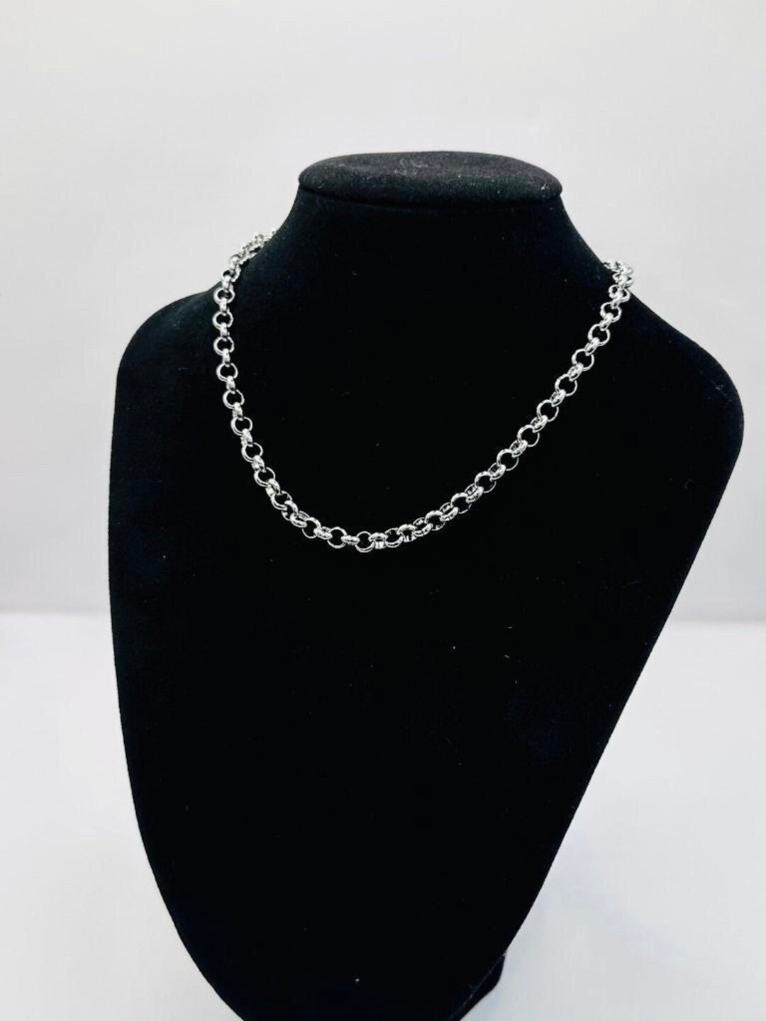 Stainless Steel Rolo Belcher Chain Necklace, Round Silver Cable Rolo ...