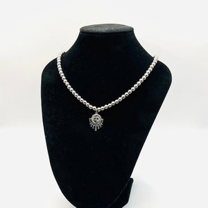Evil Eye Drop Pendant Necklace, Bead Ball Chain Necklace, Stainless ...