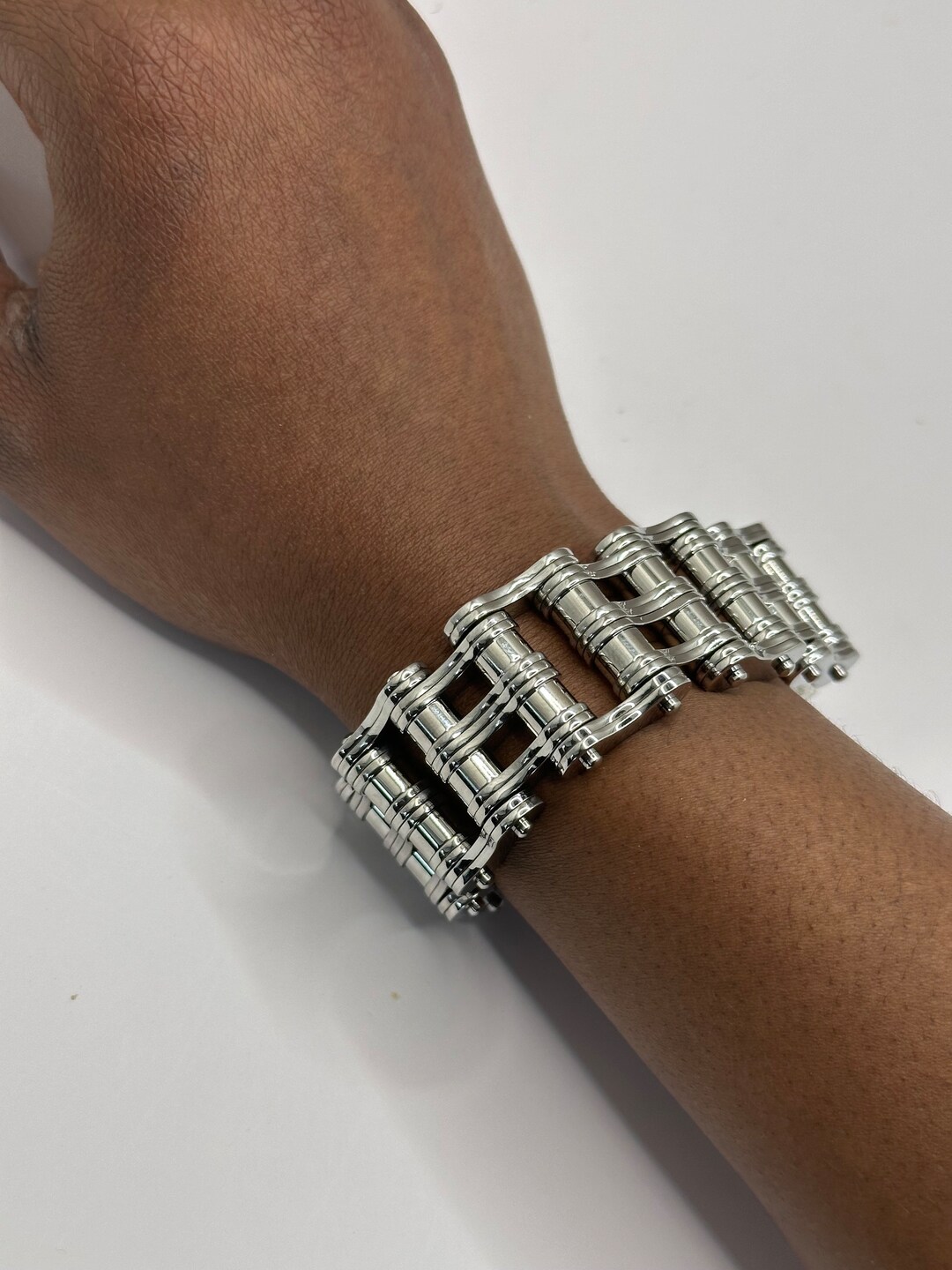 Biker Chain Bracelet, Motorcycle Chain Link, Chunky Silver Bracelet ...