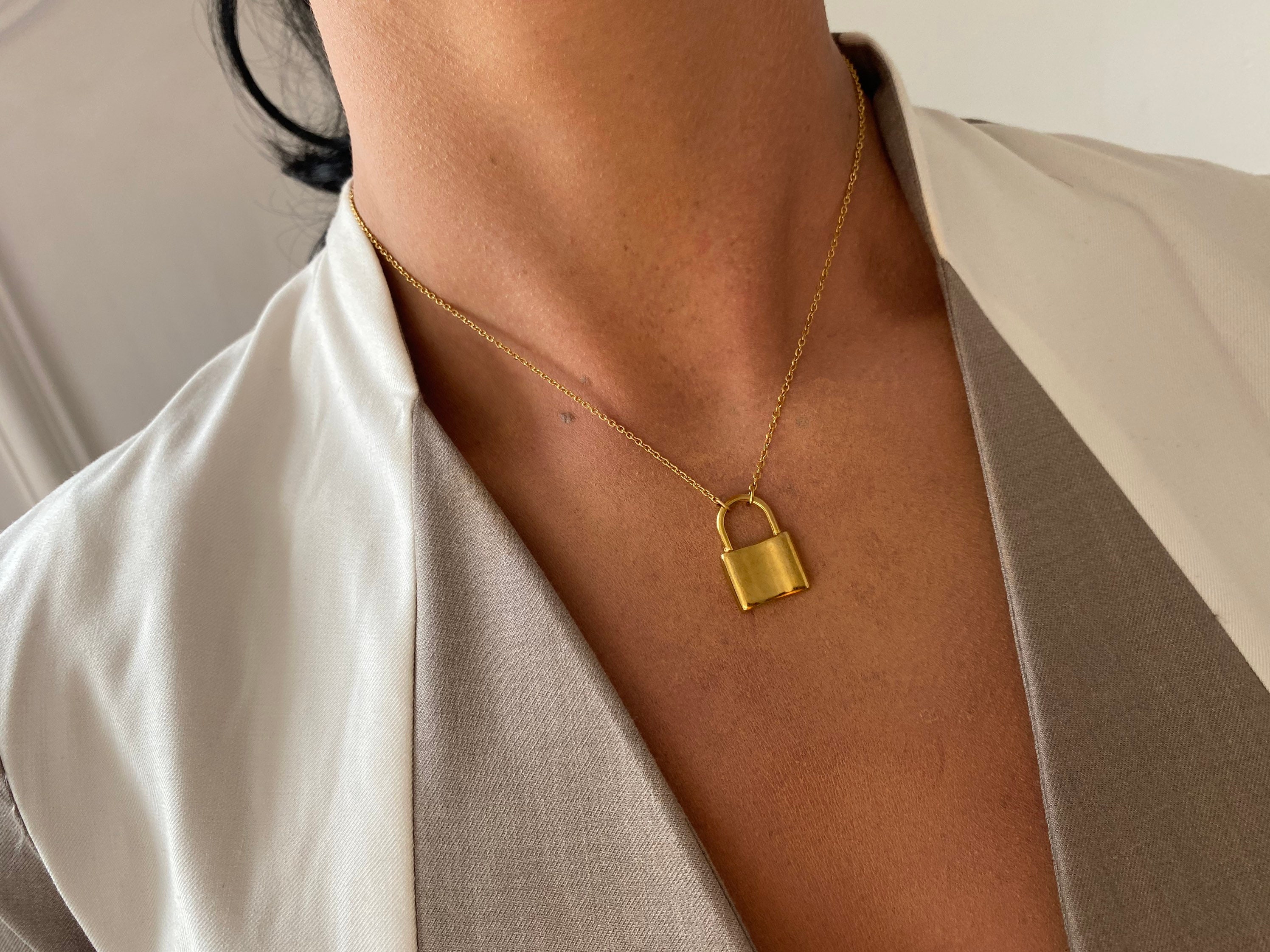 Gold Padlock Chain Necklace Stainless Steel Silver Love Lock | Etsy