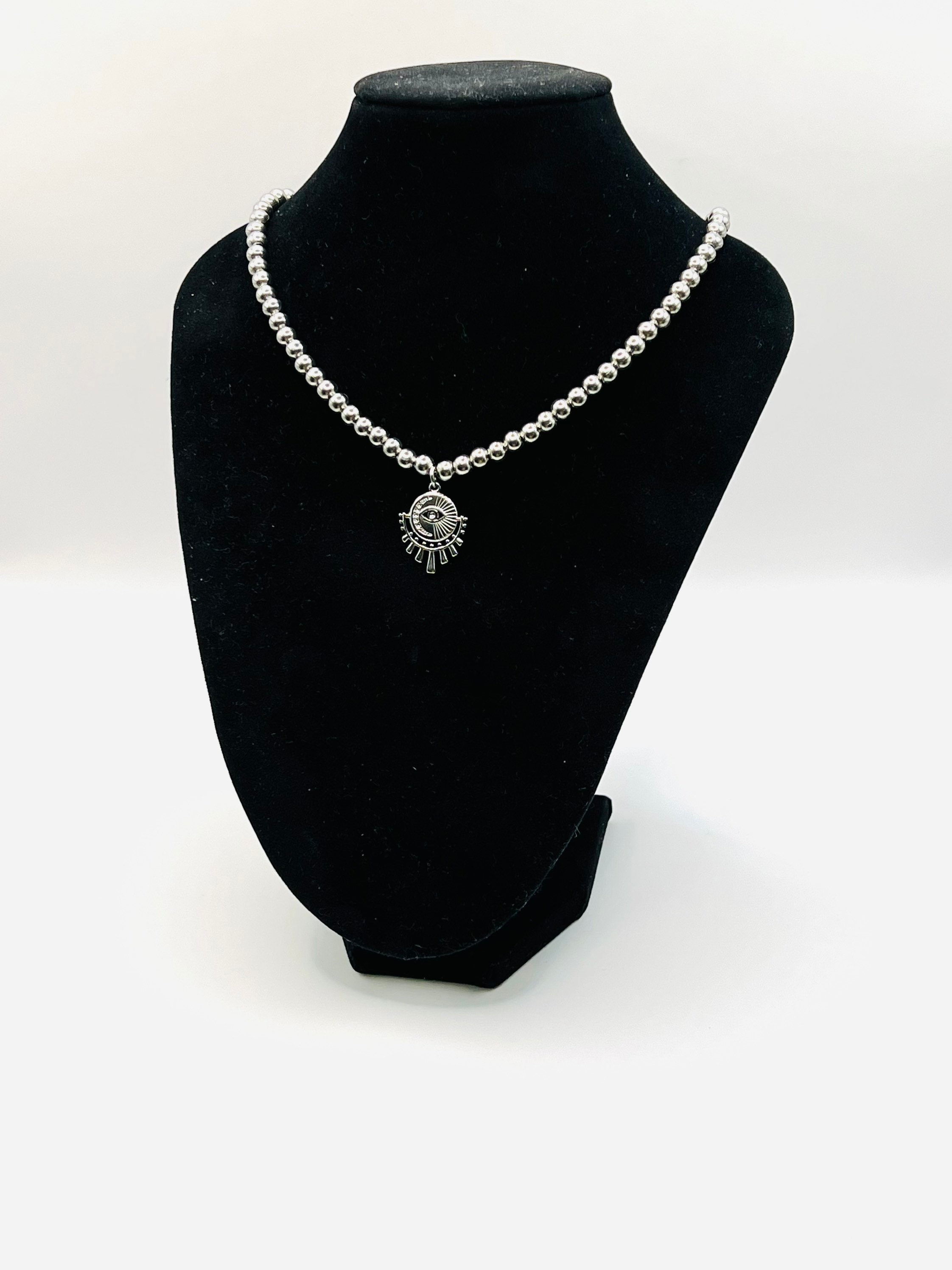 Evil Eye Drop Pendant Necklace Bead Ball Chain Necklace - Etsy