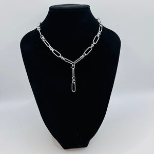 Y Chain Drop Necklace Lariat Steel Silver Choker Necklace - Etsy