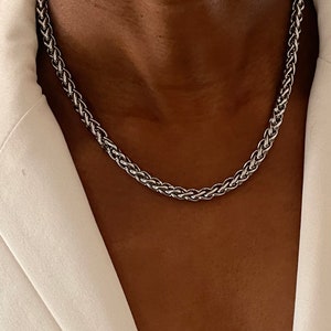 Braided Wheat Rope Chain Necklace, Stainless Steel Men Spiga Chain ...